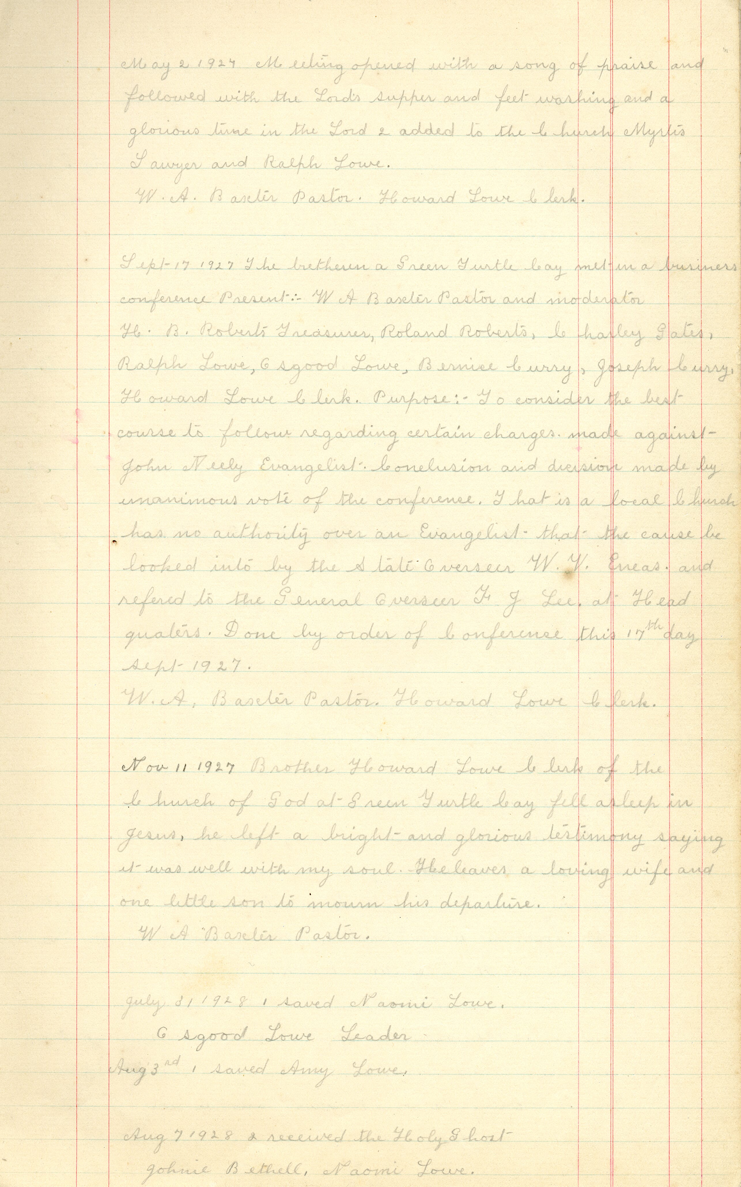 Green Turtle Cay, Bahamas—Record Book - Dixon Pentecostal Research Center